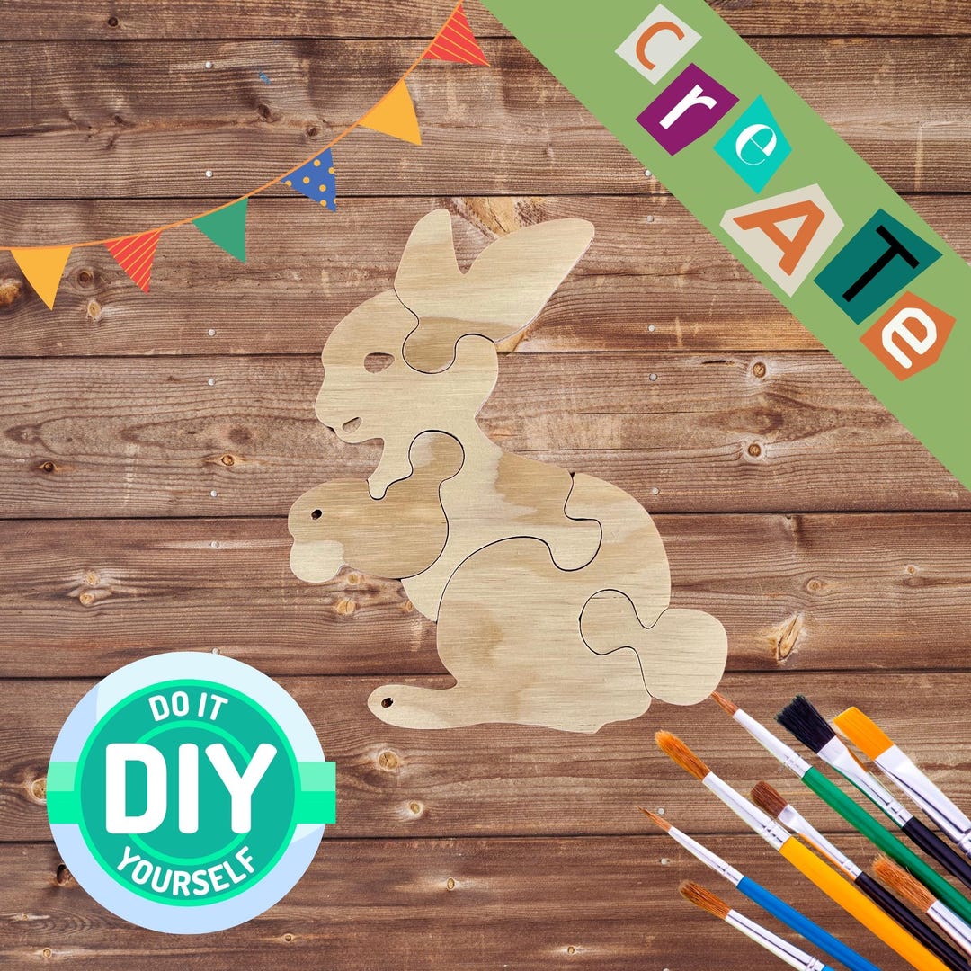 6 Piece Wooden Bunny Rabbit Puzzle for Toddlers - Toddler Learning Toy ...