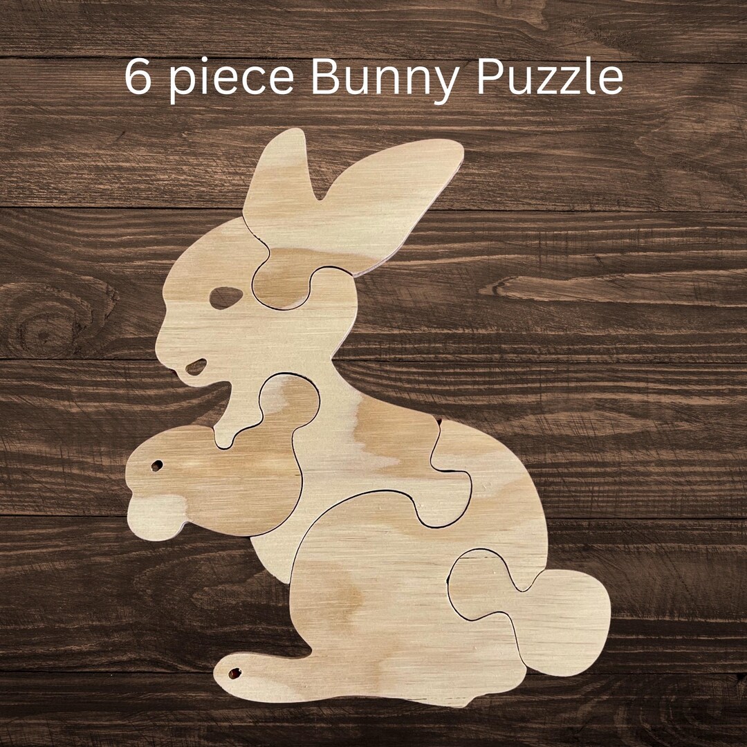 6 Piece Wooden Bunny Rabbit Puzzle for Toddlers - Toddler Learning Toy ...