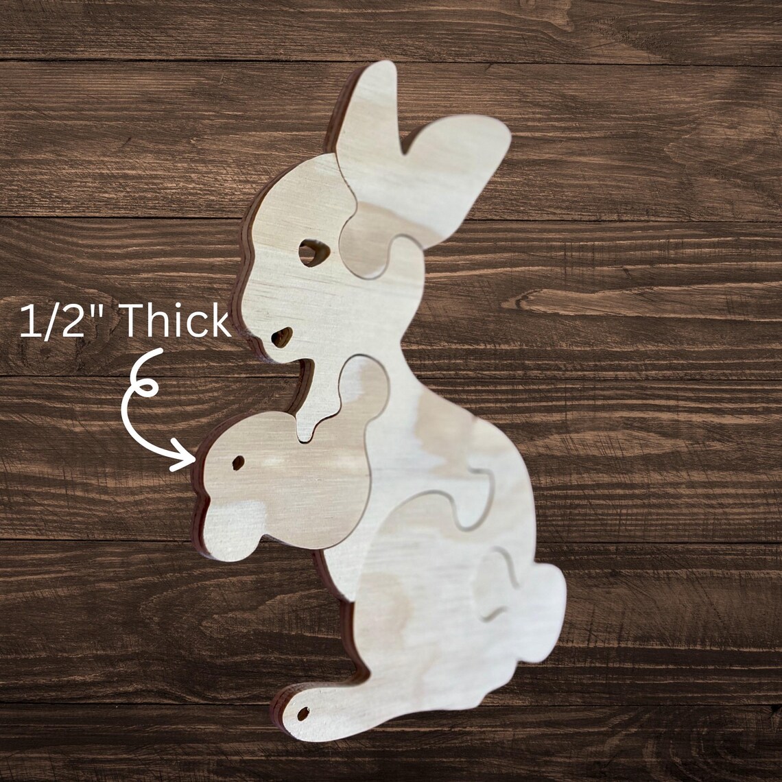 6 Piece Wooden Bunny Rabbit Puzzle for Toddlers - Toddler Learning Toy ...