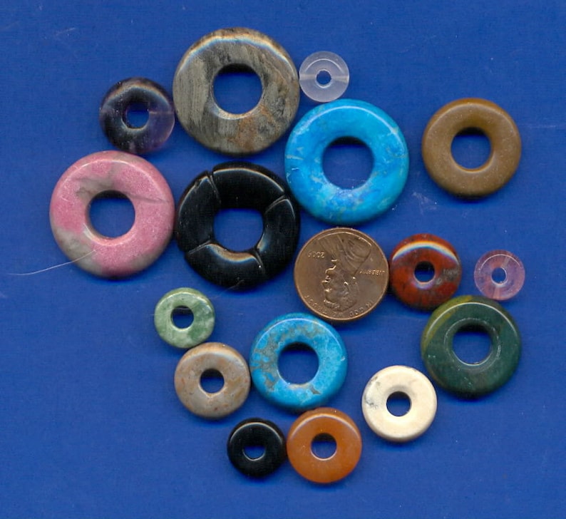 16 Assorted 10-25mm gemstone donut beads Pack 99 | Etsy