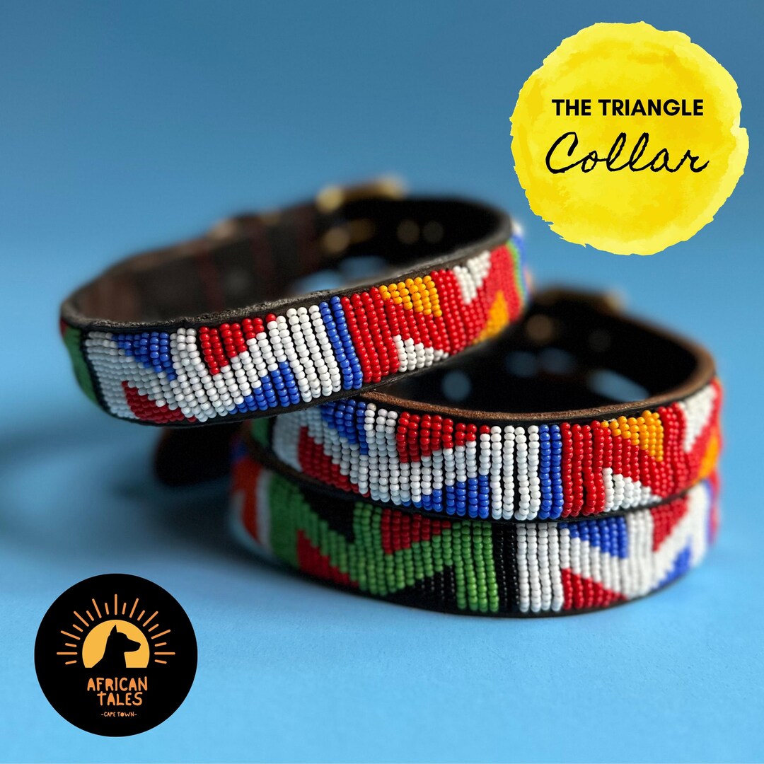 Medium Colorful Kenyan Dog Collar - African Beaded Dog Collar- Colorful ...