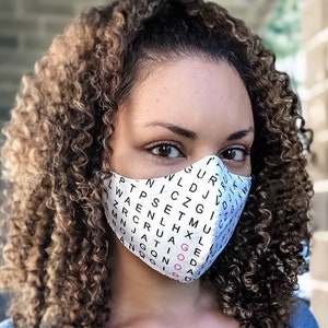100% Cotton 3 Layer Word Puzzle Face Masks With Removable Nose - Etsy