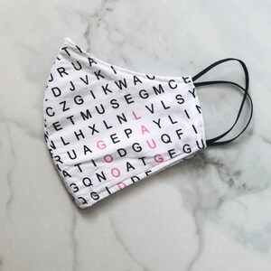 100% Cotton 3 Layer Word Puzzle Face Masks With Removable Nose - Etsy