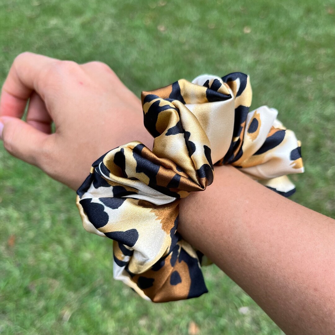 Satin Leopard Print Scrunchie, Satin Scrunchie, Animal Print Scrunchie ...