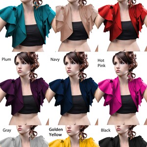 Ruffled Cropped Bolero Shrug, Shrugs, Bolero, Open-front Bolero ...
