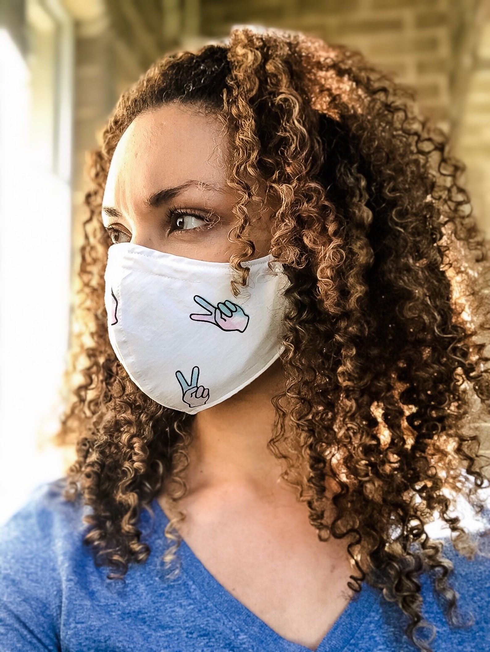 100% Cotton 3 Layer Deuces Peace Sign Face Masks With - Etsy