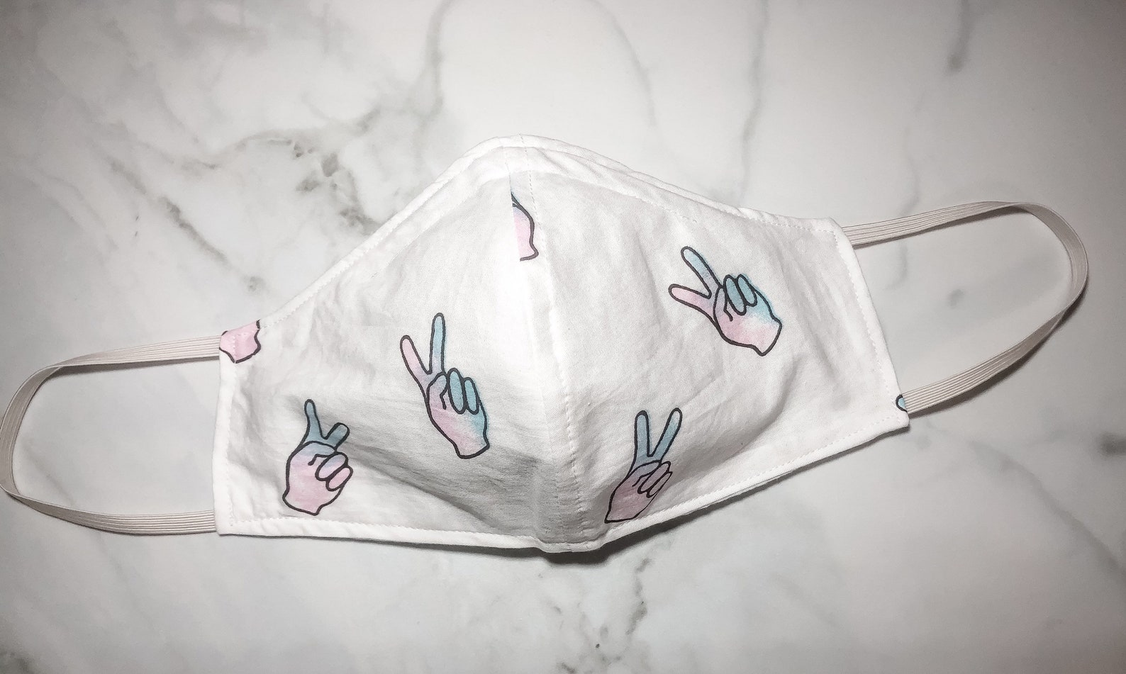 100% Cotton 3 Layer Deuces Peace Sign Face Masks With - Etsy