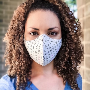 100% Cotton 3 Layer Word Puzzle Face Masks With Removable Nose - Etsy
