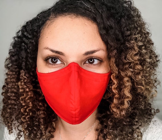 100% Cotton 3 Layer Solid Red Face Masks with removable nose | Etsy