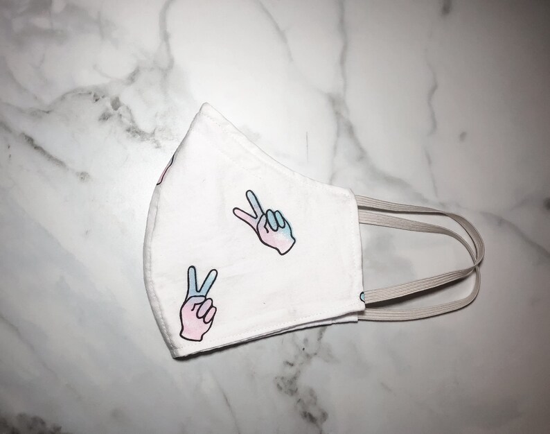 100% Cotton 3 Layer Deuces Peace Sign Face Masks With - Etsy