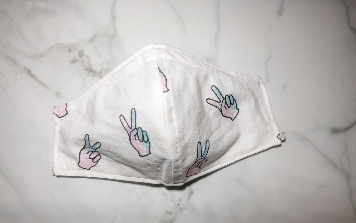 100% Cotton 3 Layer Deuces Peace Sign Face Masks With - Etsy