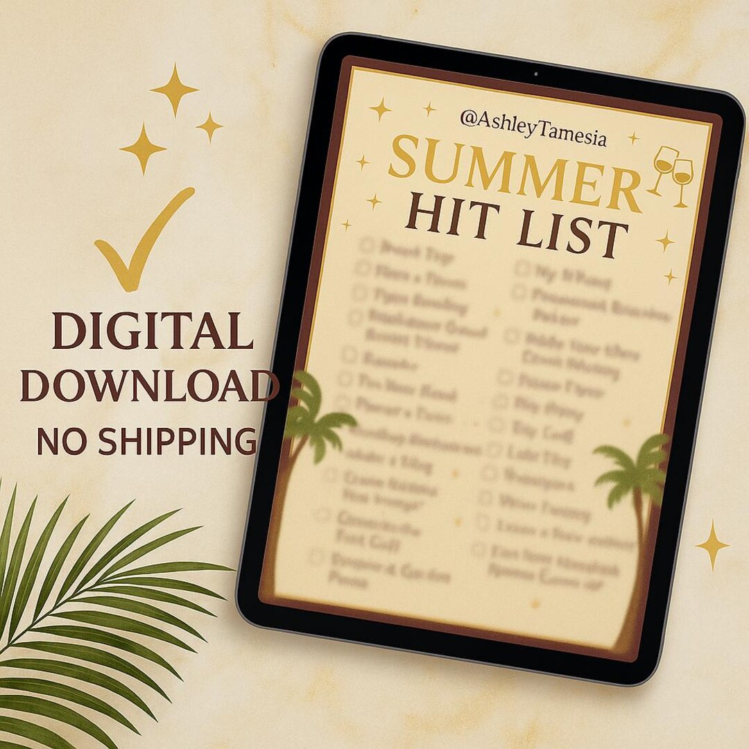 Summer Hit List Checklist – Printable Bucket List for Women | Digital ...