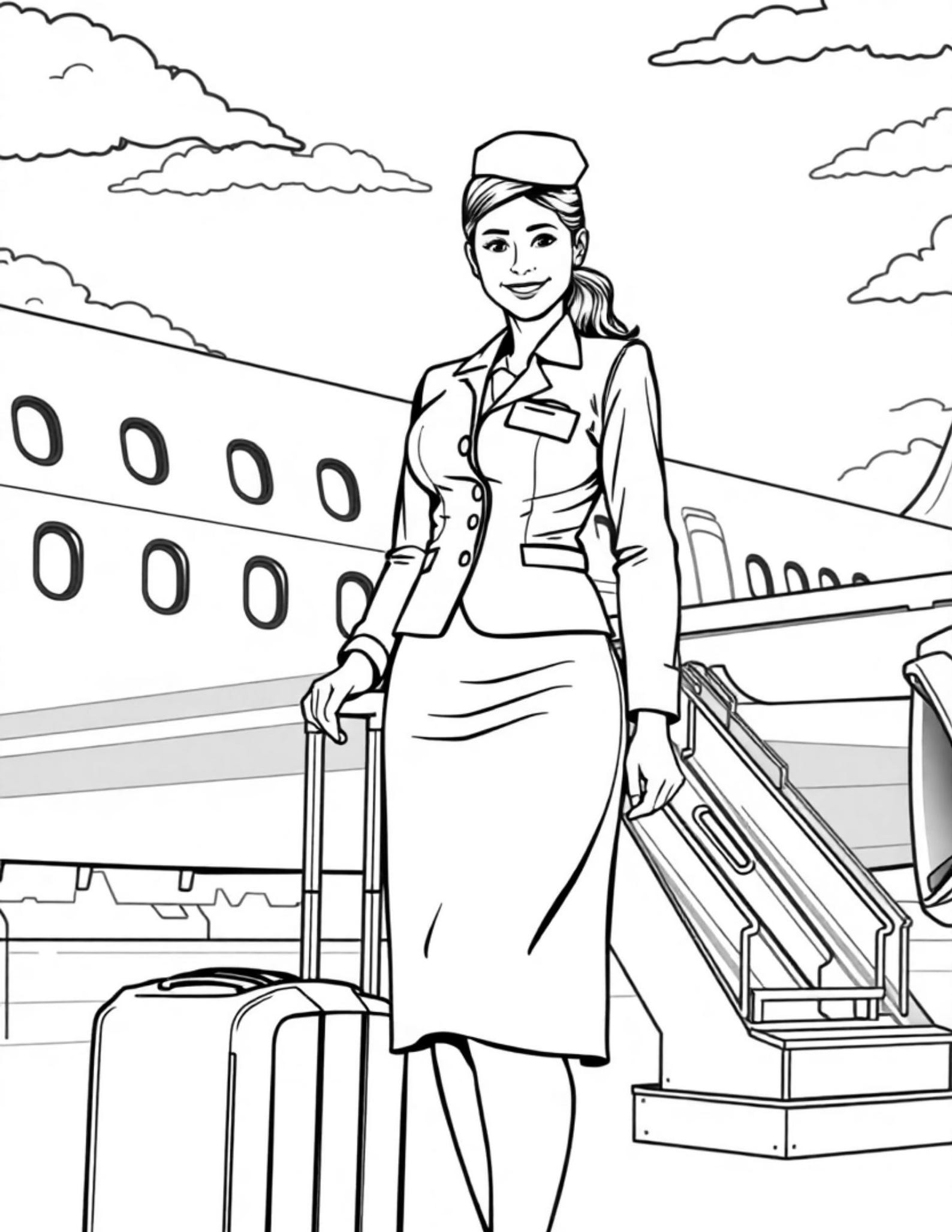 Flight Attendant Coloring Book | Aviation Gift for Cabin Crew & Pilots ...
