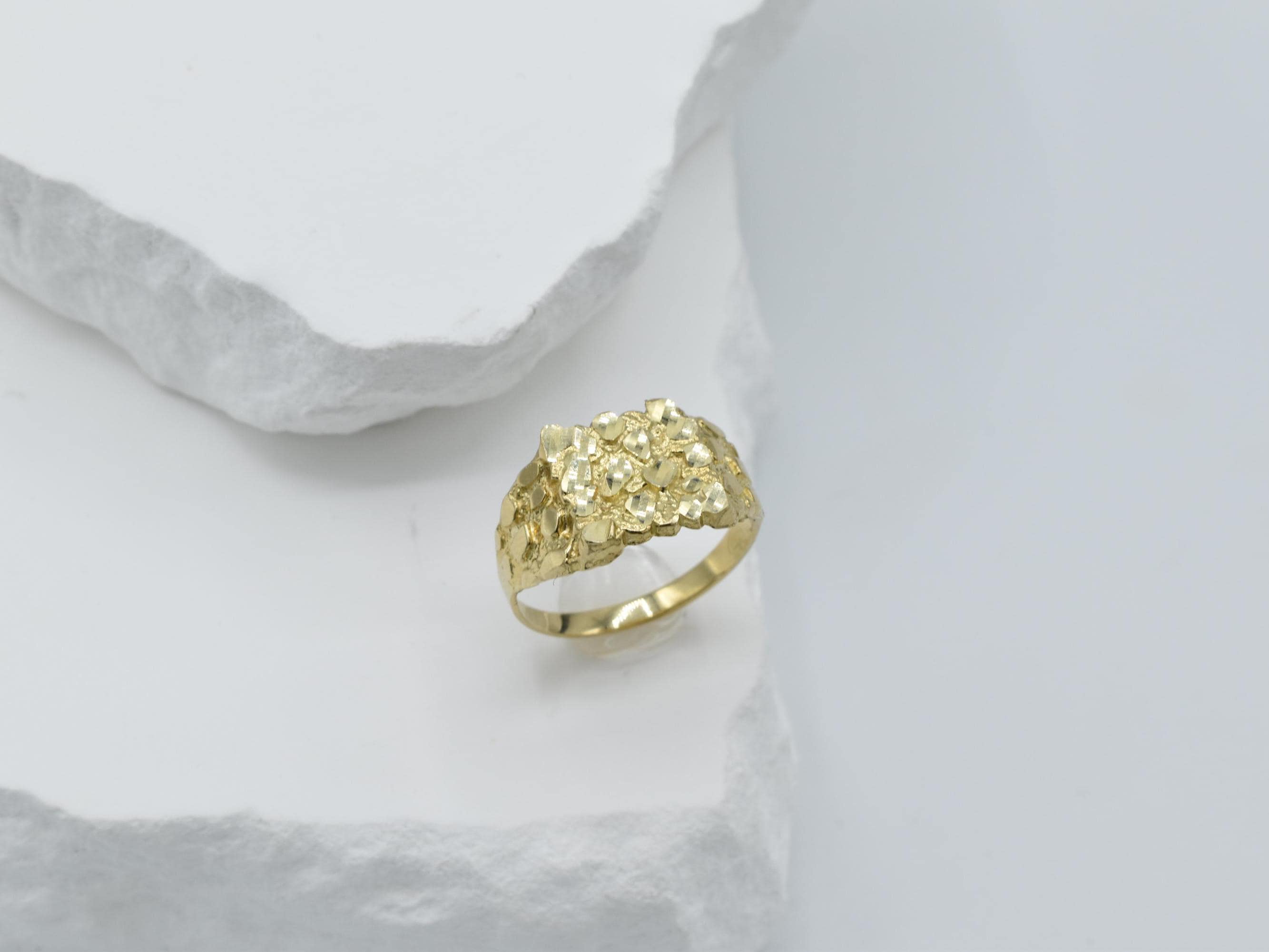10k Real Gold Square Nugget Ring, 10k Gold Ring, 10k Gold Statement ...