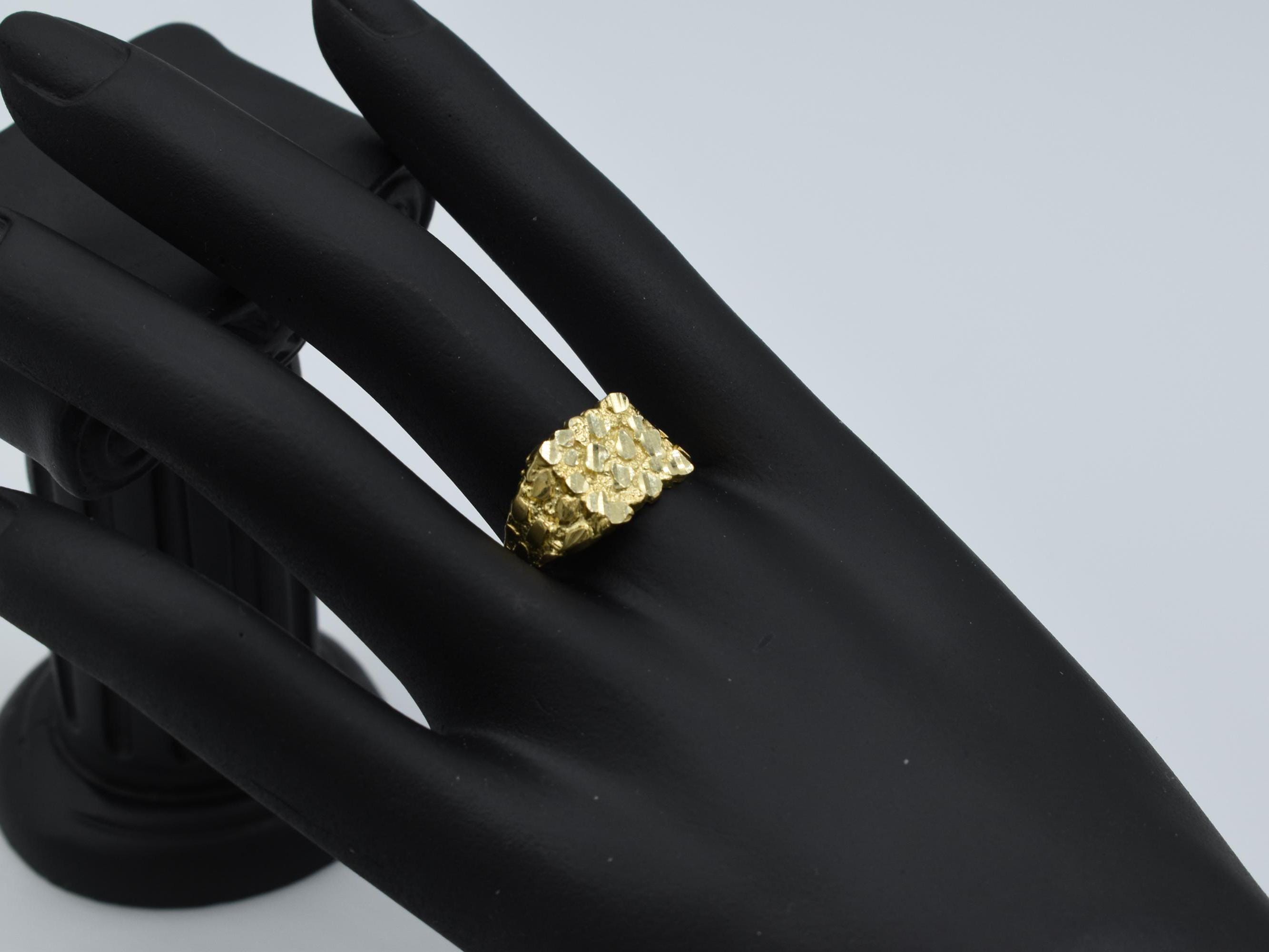 10k Real Gold Square Nugget Ring, 10k Gold Ring, 10k Gold Statement ...