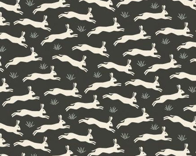 In the Woods - Playful Hare - Green Unbleached Fabric / Cotton and ...