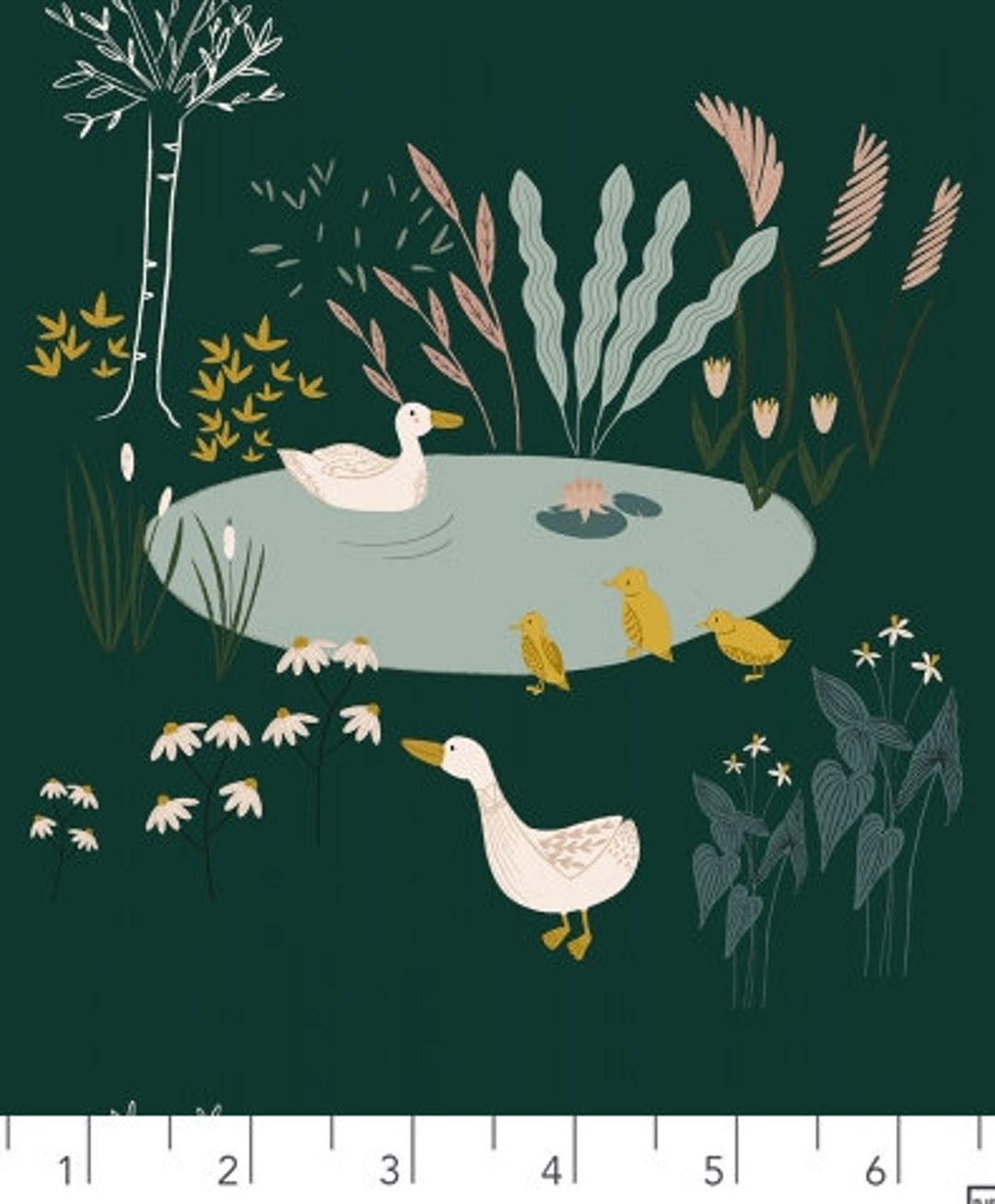 Pond Life - Ducks - Forest Fabric / Cotton and Steel - Etsy
