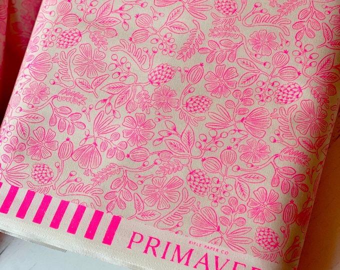 Primavera - Moxie Floral - Neon Pink Neon Pigment Fabric Rifle Paper Co ...