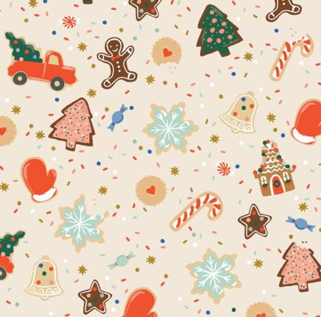 Holiday Classics Christmas Cookies Cream Metallic Fabric Rifle Paper Co ...