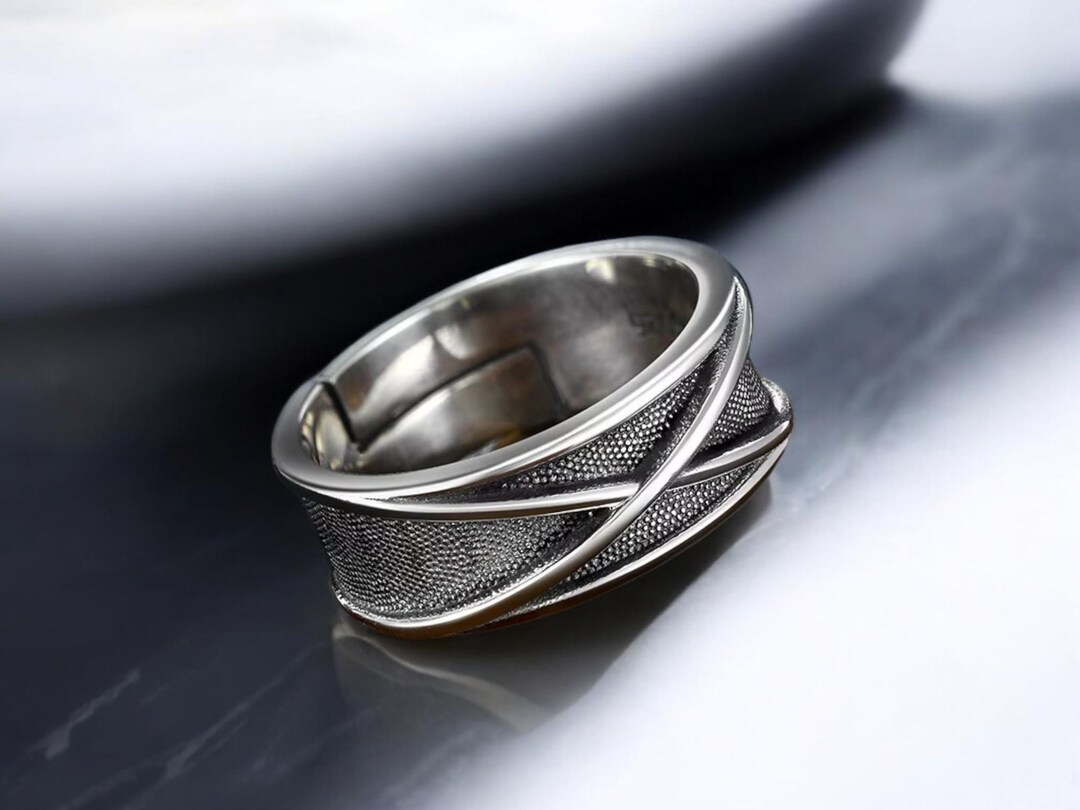 Retro Time Space Goku Black Ring Punk Gothic Open Ring for Men Handmade ...