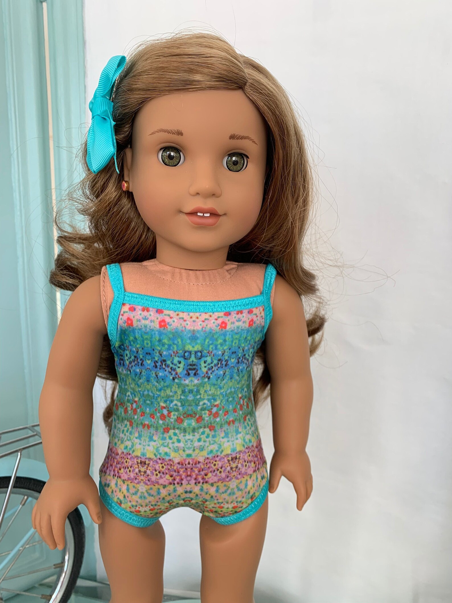 American Made Doll Swimsuit With Hair Bow Made To Fit 18 Inch Etsy