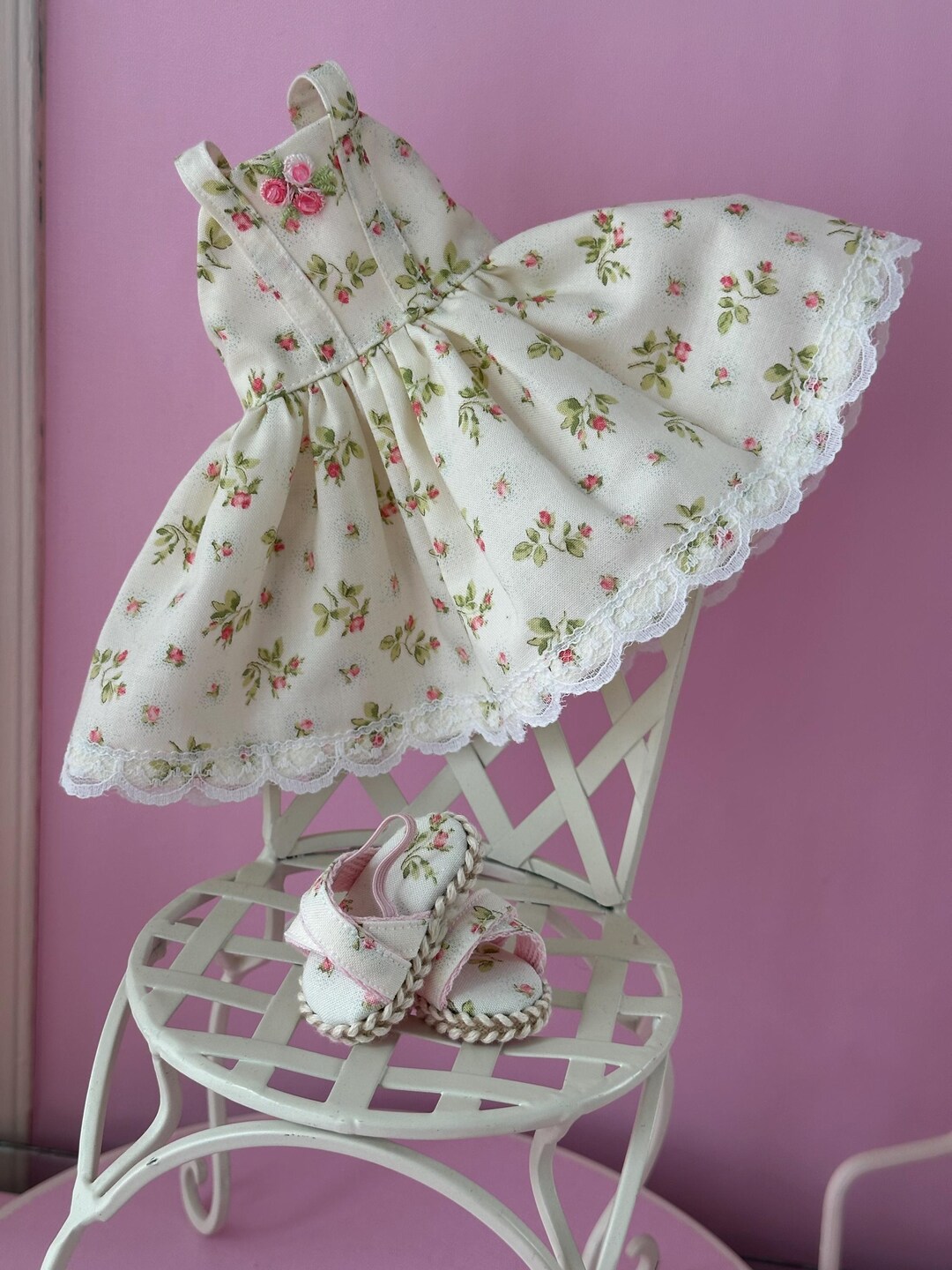Handmade Sundress With Bow and Matching Sandals. Made to Fit 14" Dolls ...