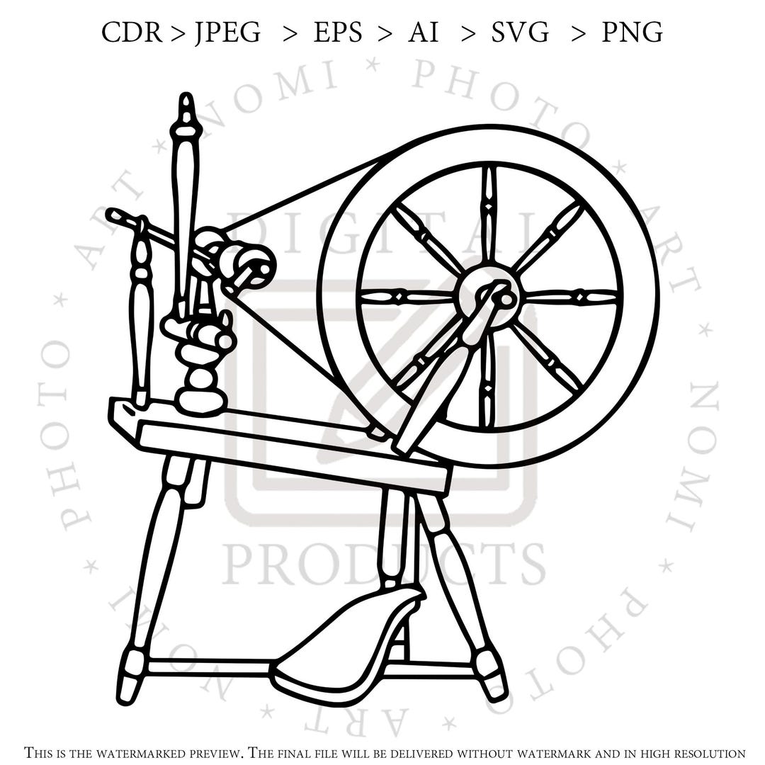 Spinning Wheel Charkha Clipart | Weaving Loom SVG PNG (digital Download ...