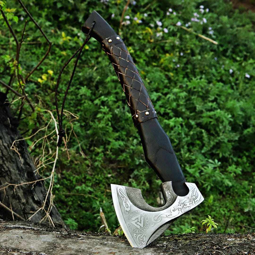 Custom Gift Hand Forged Carbon Steel VIKING AXE With Ash Wood Shaft ...