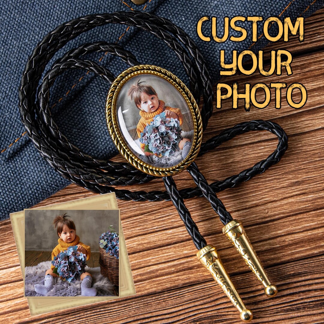 Custom Photo Bolo Tie: Personalized Leather Necktie - Pet, Wedding ...