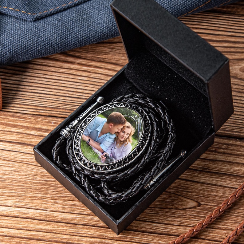 Custom Photo Bolo Tie, Leather Wedding Necktie, Western Gift - Etsy