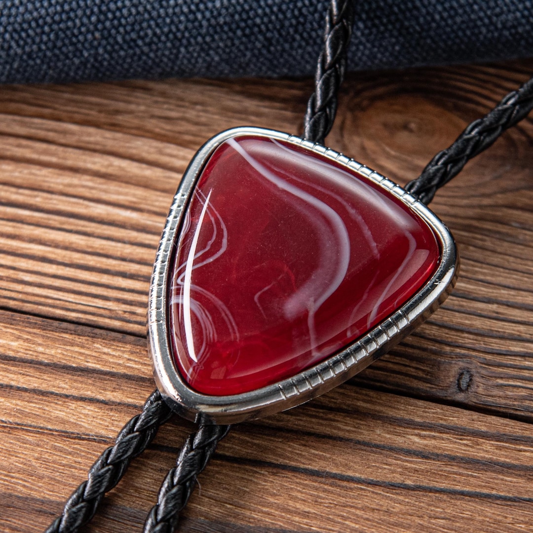 Handmade Triangle Stone Bolo Tie, Leather Cord, Wedding Necklace - Etsy