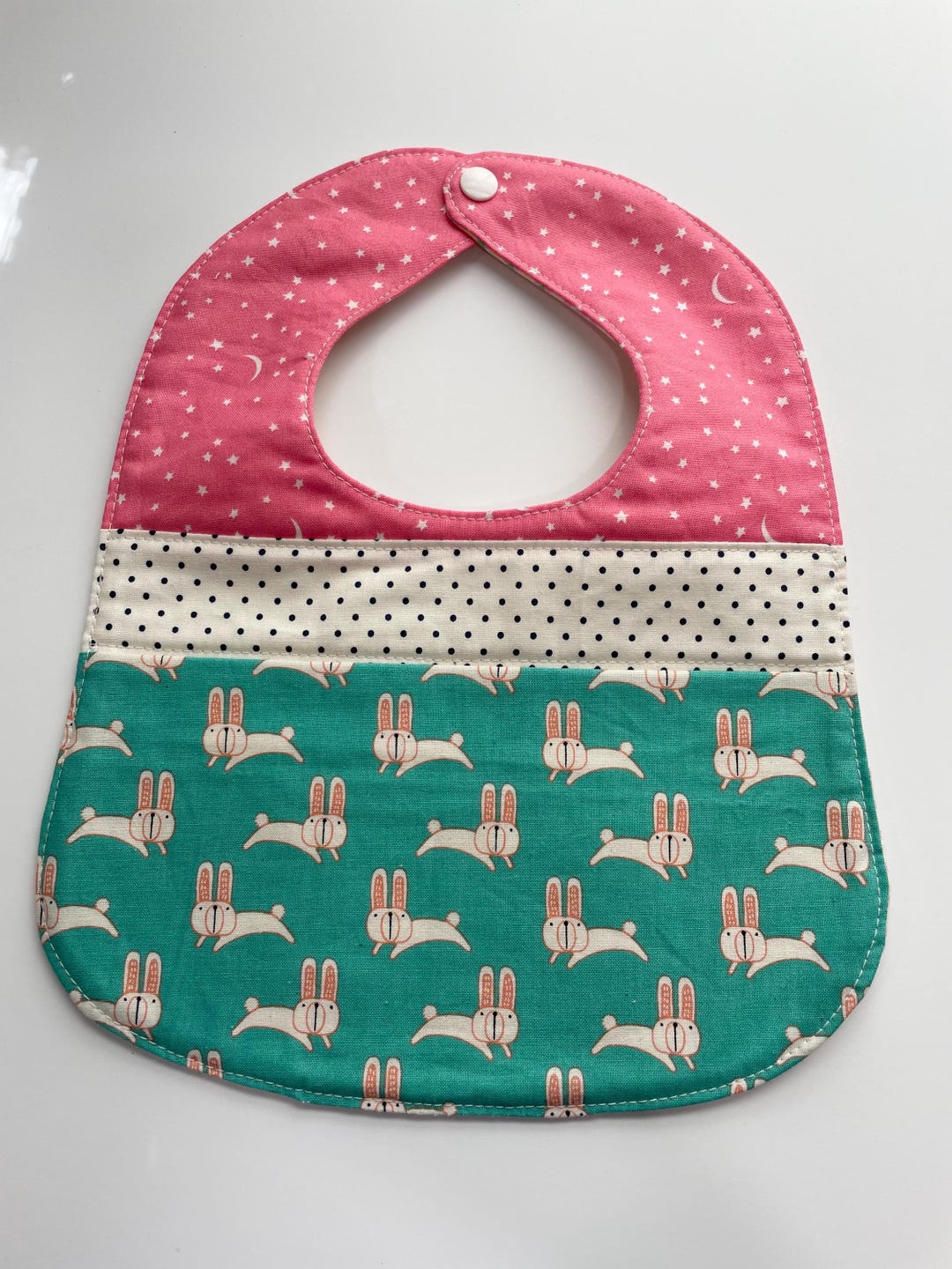 Baby Girl Bunny Rabbit Bib Small Baby Bib Patchwork Shower Gift Baby ...