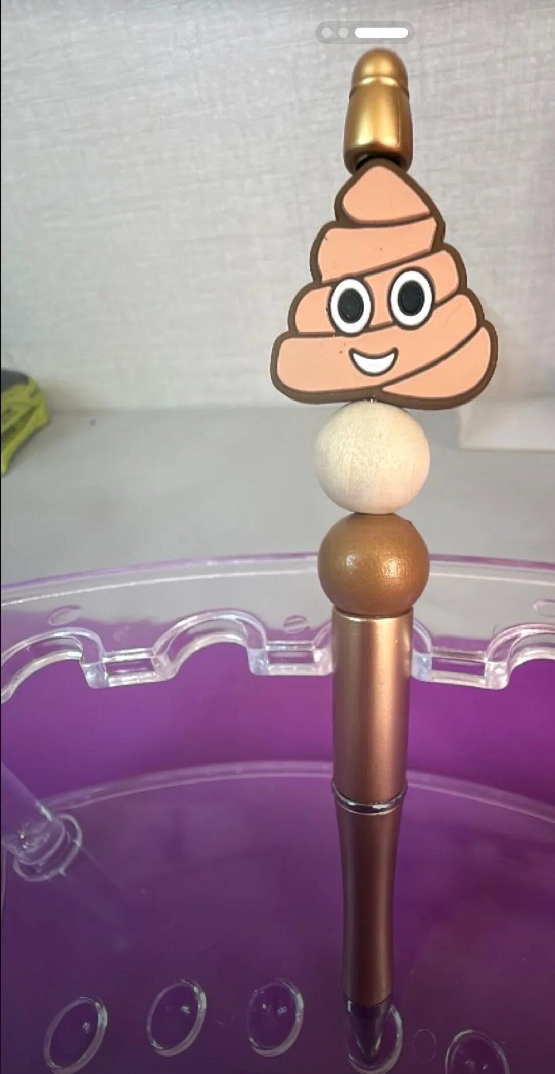 Poop Emoji Focal Point Bead Pen, Black Ink, Refillable - Etsy