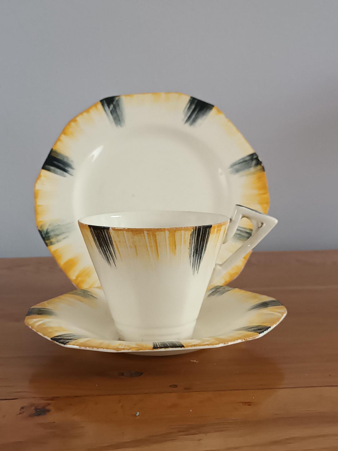 Prachtige zeldzame art-deco antieke Alfred Meakin handgeschilderde ...