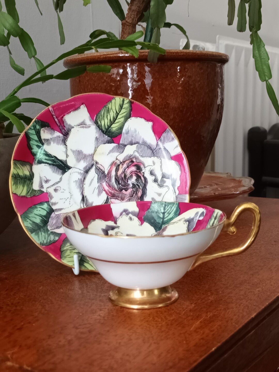 Stunning Very Rare Vintage Taylor & Kent Cabbage Rose English Bone ...