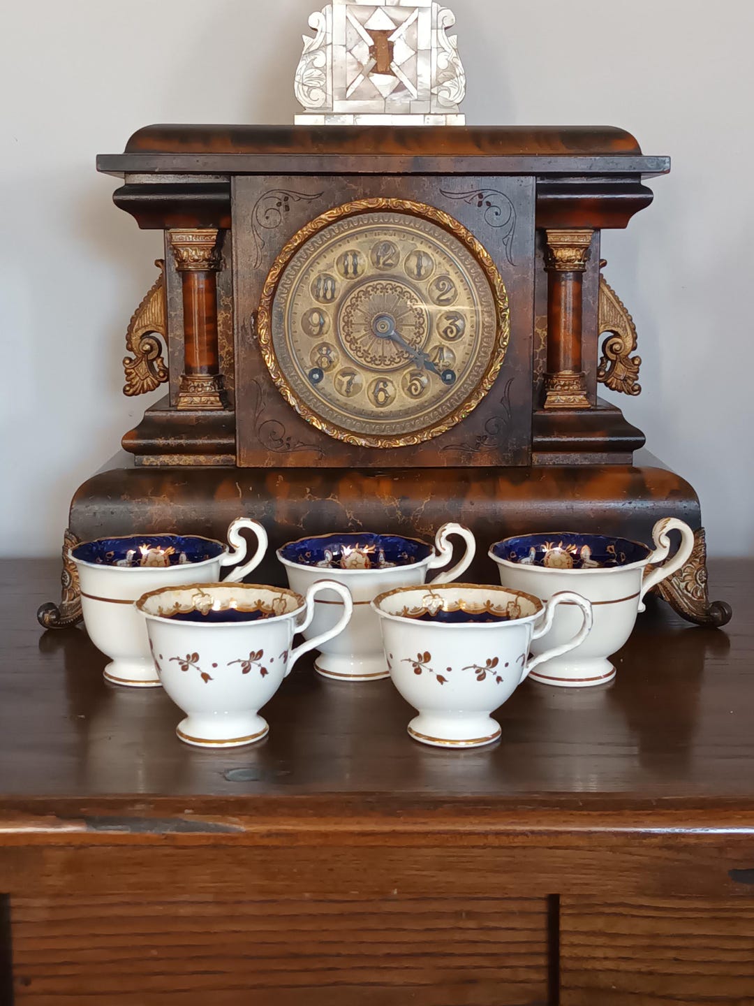 5 Beautiful Antique Victorian Orphan English China Pedestal Teacups ...