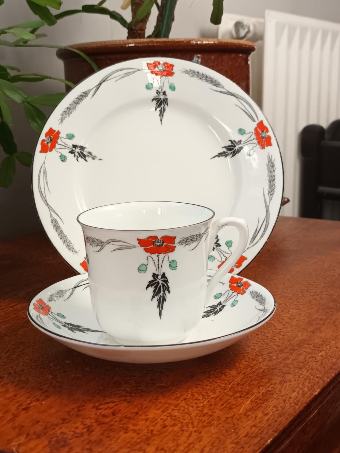 Beautiful Rare Vintage Shelly Red Poppy 11326 English Fine China Hand ...
