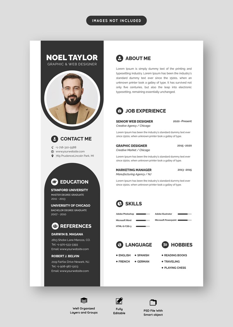 Clean and Modern Resume Portfolio or Cv Template - Etsy