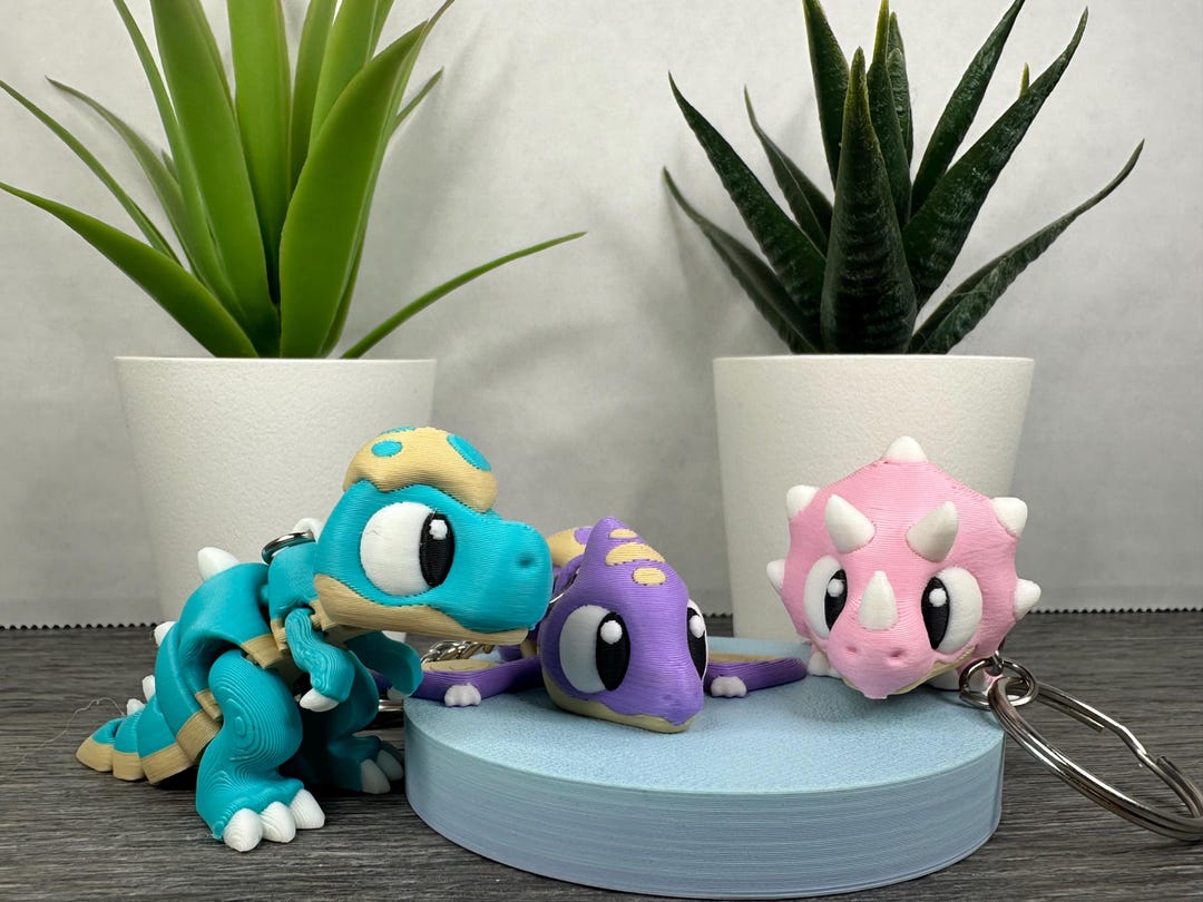 Cute Baby Dino Trio Pack | 3D Printed Keychain Set | Keychain Charms ...