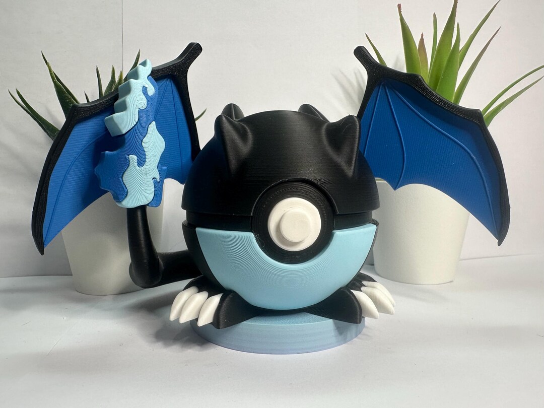 Pokémon TCG Mega Charizard X Inspired 3D Printed Pokeball Display Piece ...