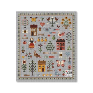 Garden Sampler Cross Stitch Pattern: Farm Country Style Count Design ...