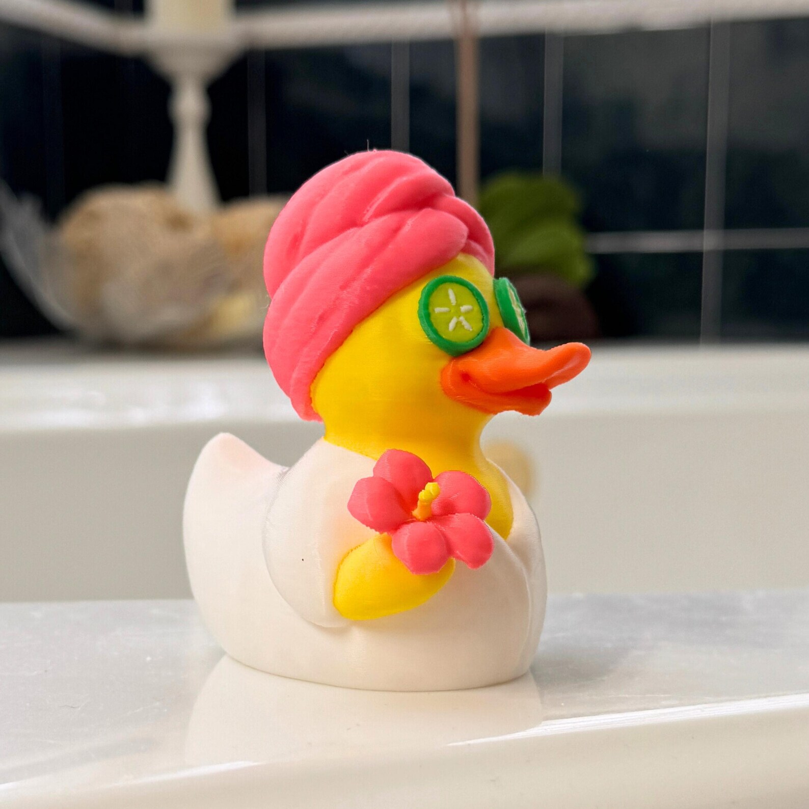 Spa Duck Figurine Bathroom Decor Selfcare Gift Idea Present Cucumber ...