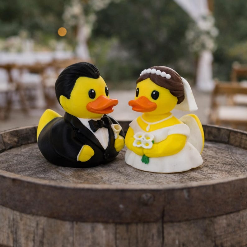 Bride Groom Duck 4x4 Decoration Dashboard Display Wedding Favor Bridal ...