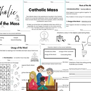 Learn the Order of the Mass, Catholic Mass Worksheets for Children. - Etsy