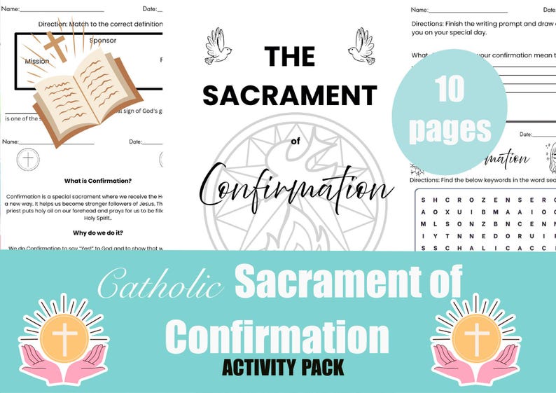 Confirmation Activity Pack | 10 Page Catholic Printable | Word Search ...