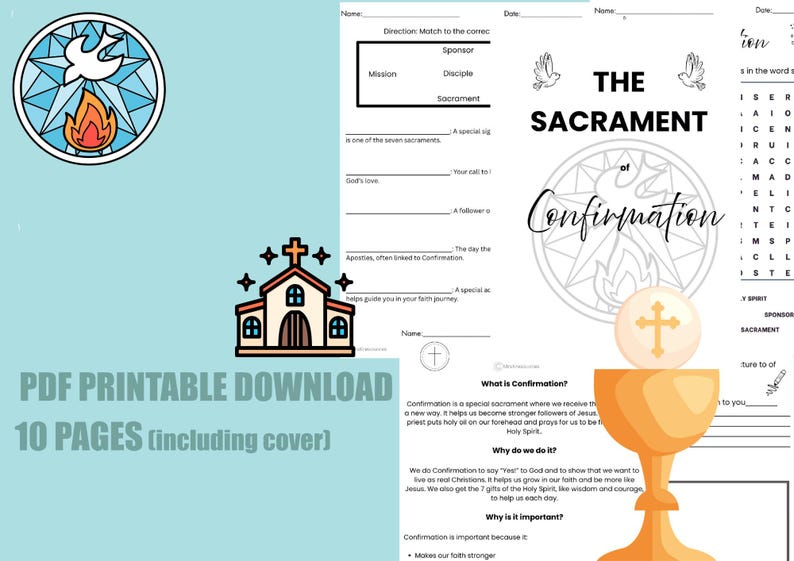Confirmation Activity Pack | 10 Page Catholic Printable | Word Search ...