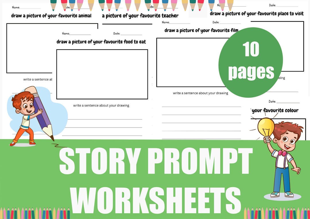 Story Prompt Worksheets: Fun Kids Writing Activity (digital Download A4 ...