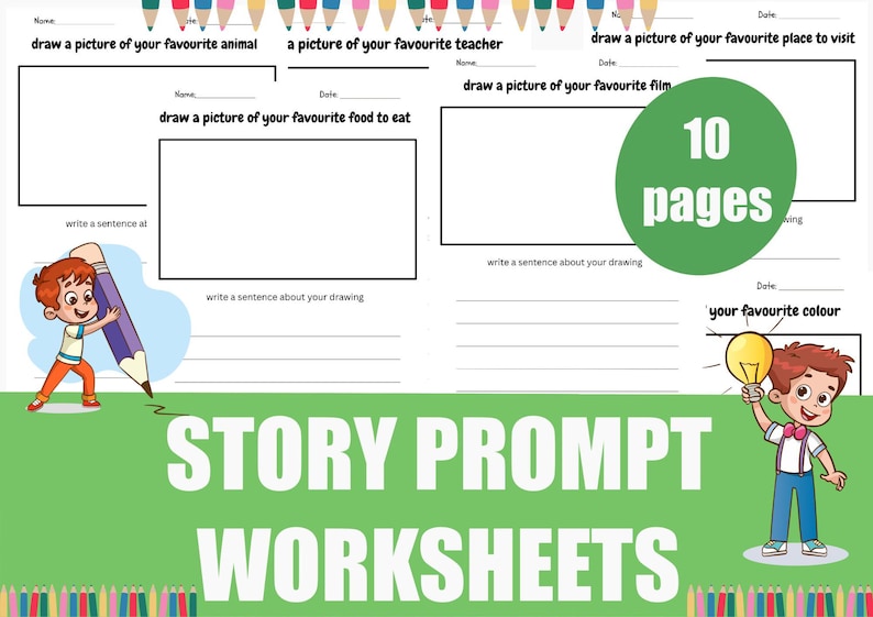 Story Prompt Worksheets: Fun Kids Writing Activity (digital Download A4 ...