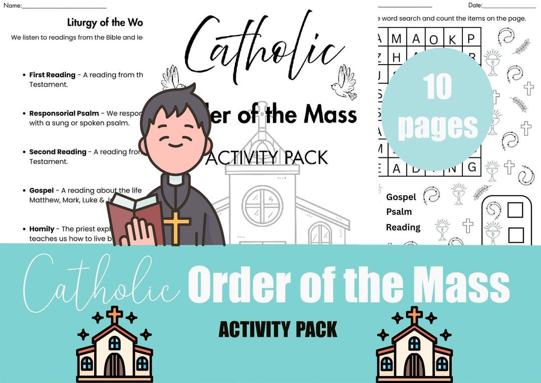 Learn the Order of the Mass, Catholic Mass Worksheets for Children. - Etsy