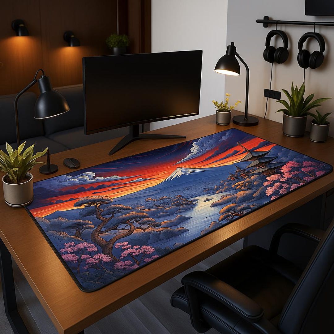 Japanese Sunset Mouse Pad: Neoprene Desk Mat With Clouds - Etsy